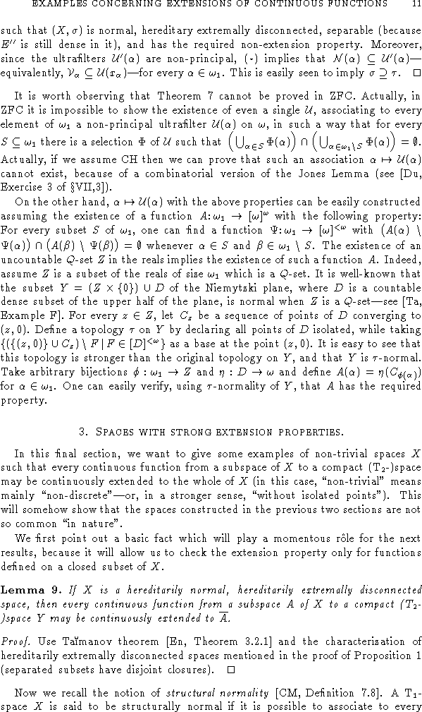 P. 11: Examples concerning extensions of continuous functions, by Camillo Costantini and Dmitri ...
