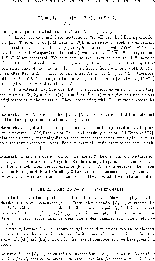P. 3: Examples concerning extensions of continuous functions, by Camillo Costantini and Dmitri ...
