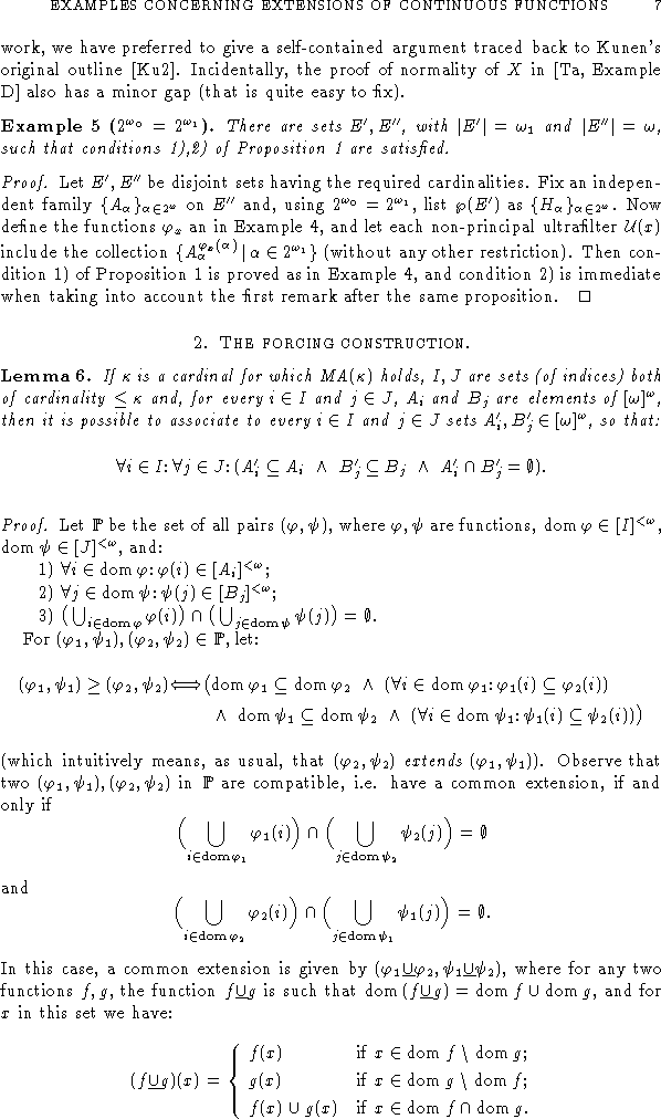 P. 7: Examples concerning extensions of continuous functions, by Camillo Costantini and Dmitri ...