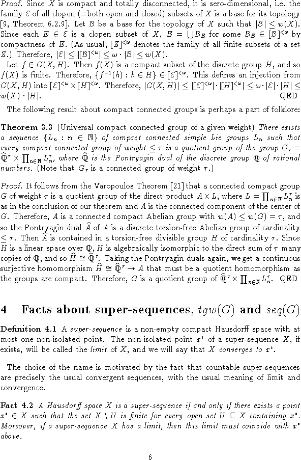 P. 6: Weight of closed subsets topologically generating a compact group, by Dikran Dikranjan and ...