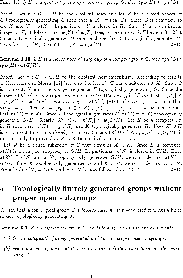 P. 8: Weight of closed subsets topologically generating a compact group, by Dikran Dikranjan and ...